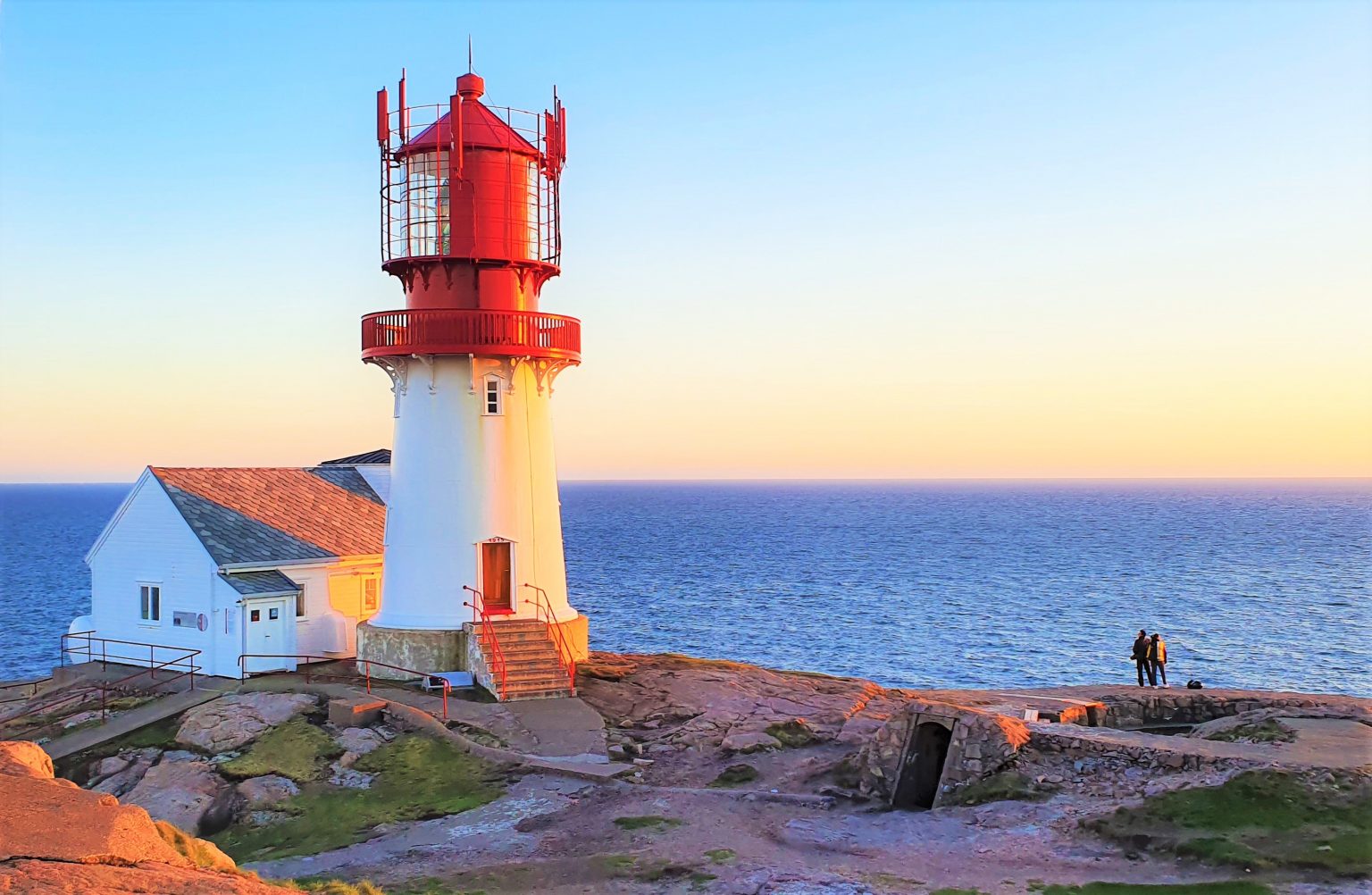 Lindesnes fyr - bobilparkering i solnedgang | Bobilreiser